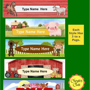 Barnyard Editable Name Plates: Labels and Buttons Class Decor - Etsy