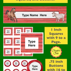 Barnyard Editable Name Plates, Labels, and Buttons Class Decor and ...