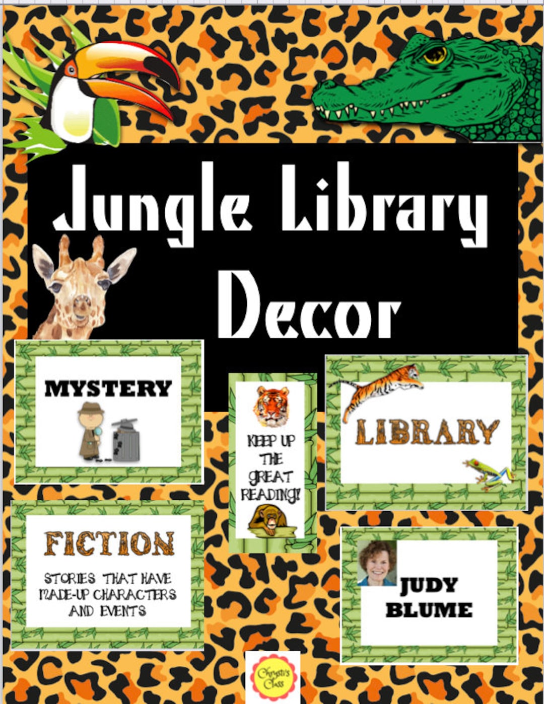 Jungle Classroom Library Decoración y organización con género y autor ...