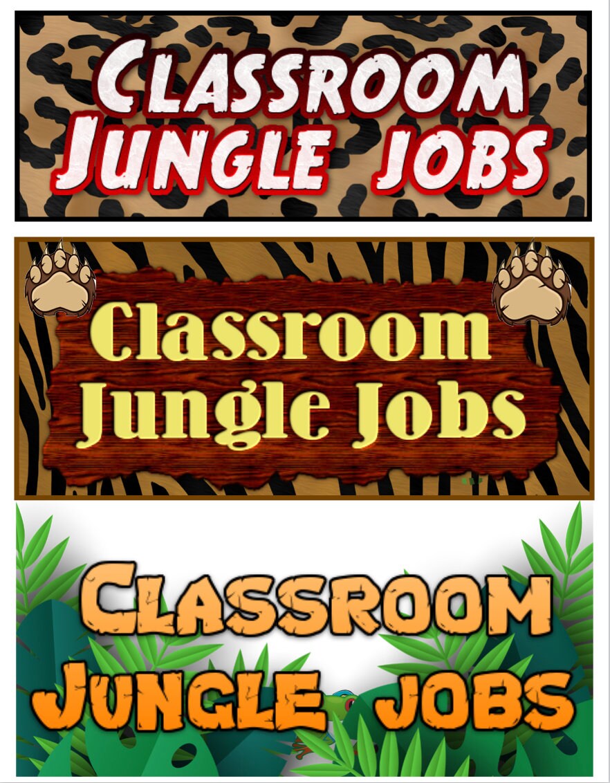 Jungle Classroom 56+ Jobs With Editable Section and 3 Headers to Choose ...