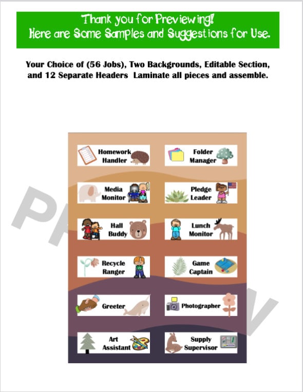 Editable Boho 56+ Classroom Job Charts Naturals With Plants and Animals ...