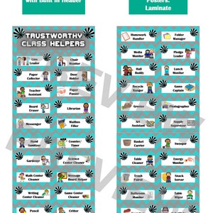 50+ Classroom Job Charts in Teal, Gray, Black, and White With Editable ...