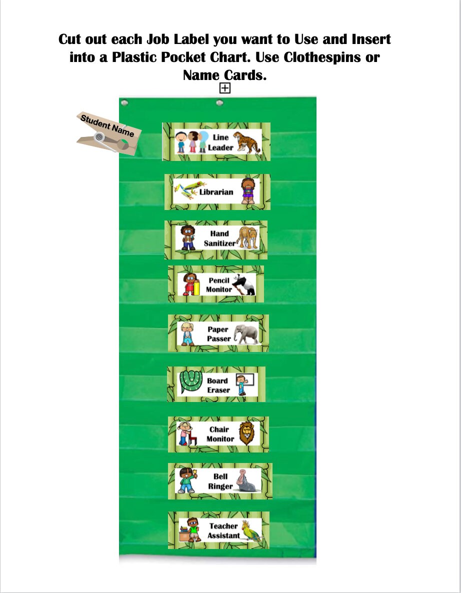 Jungle Classroom 56+ Jobs With Editable Section and 3 Headers to Choose ...