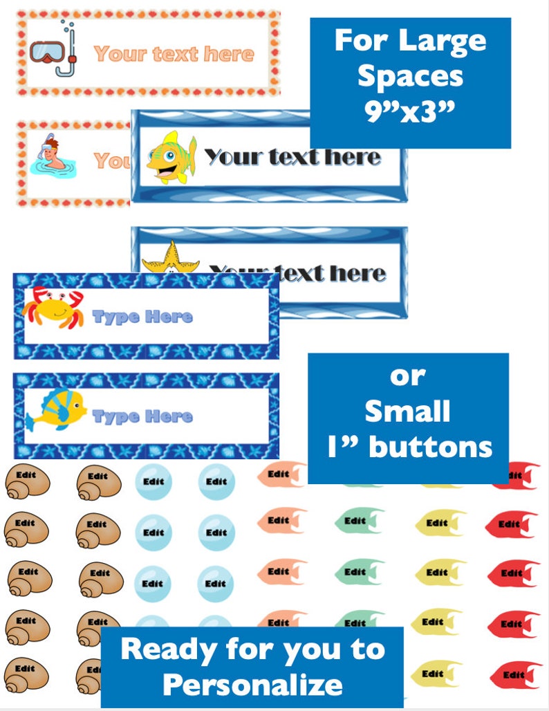 Editable Ocean Themed Class Name Plates and Labels - Etsy