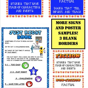 Class Library Genre and Author Bin Labels With Posters in an Ocean ...