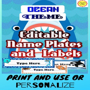 Editable Ocean Themed Class Name Plates and Labels - Etsy