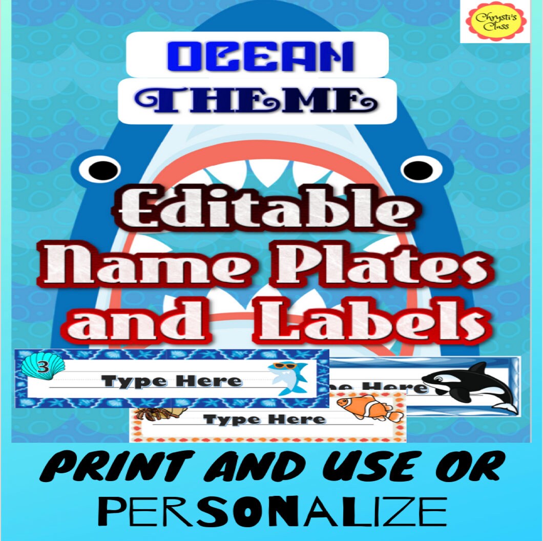 Editable Ocean Themed Class Name Plates and Labels - Etsy