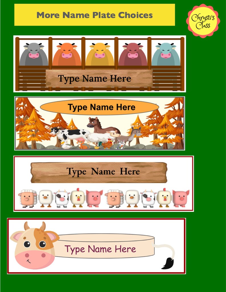 Barnyard Editable Name Plates: Labels and Buttons Class Decor - Etsy