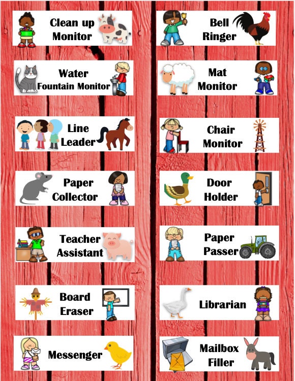 56+ Barnyard Classroom Job Chart With Editable Section - Etsy