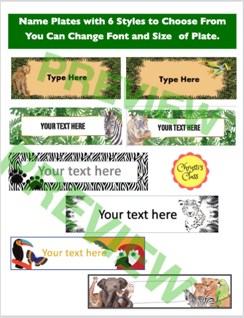 Editable Jungle Student Name Plates and Classroom Labels You Can Print ...