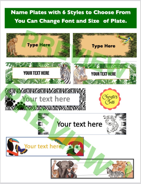 Editable Jungle Student Name Plates and Classroom Labels You Can Print ...