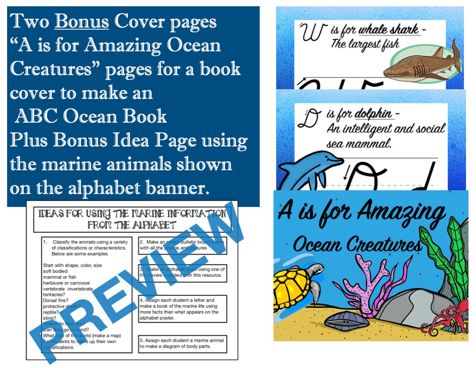Ocean Themed Class Decor Bundle: Editable With Alphabet Banner, Job ...