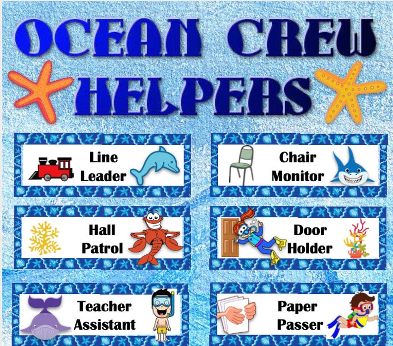 46+ Ocean Classroom Job Charts With Editable Section and 6 Styles to ...