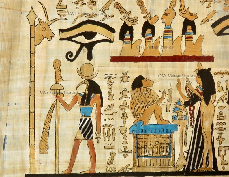 Digital Egyptian Painting on Papyrus With Hieroglyphics and Other Gods ...