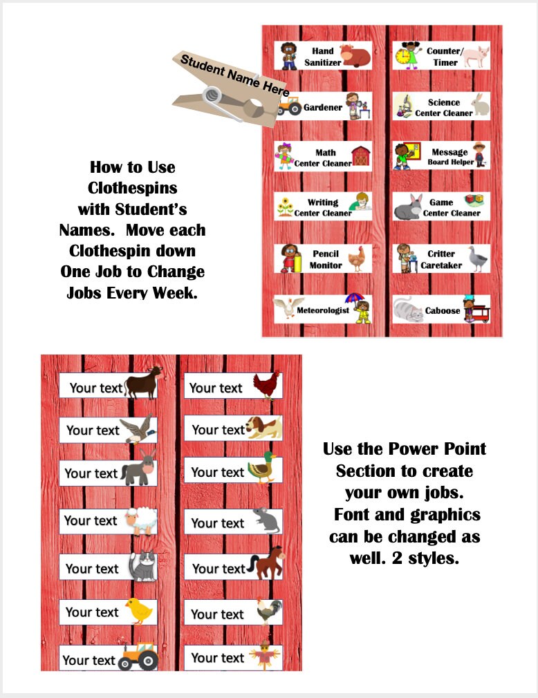 56+ Barnyard Classroom Job Chart With Editable Section - Etsy