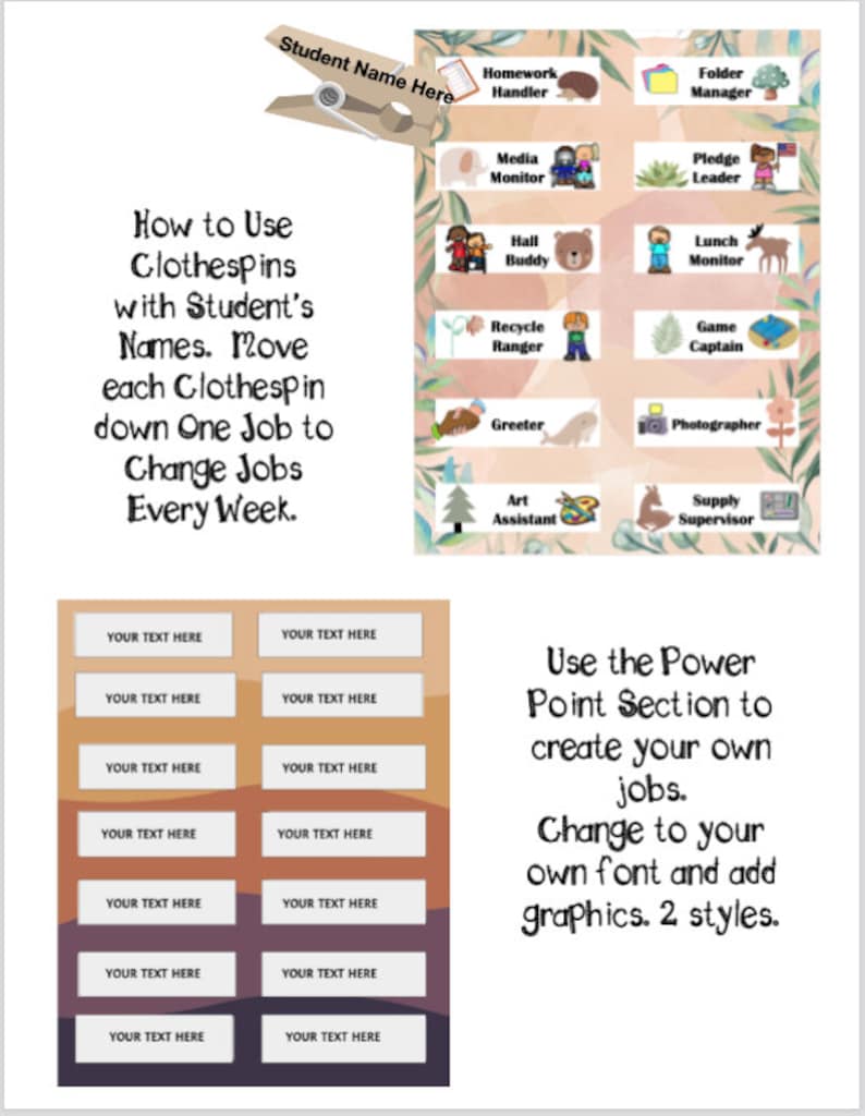 Editable Boho 56+ Classroom Job Charts Naturals With Plants and Animals ...