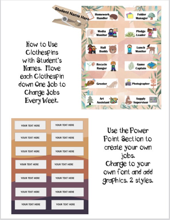 Editable Boho 56+ Classroom Job Charts Naturals With Plants and Animals ...