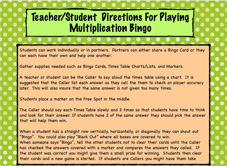 Multiplication Bingo Game in 3 Levels Print and Play With Charts ...