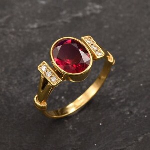 Gold Ruby Ring, Created Ruby, Gold Antique Ring, Promise Ring, Gold ...