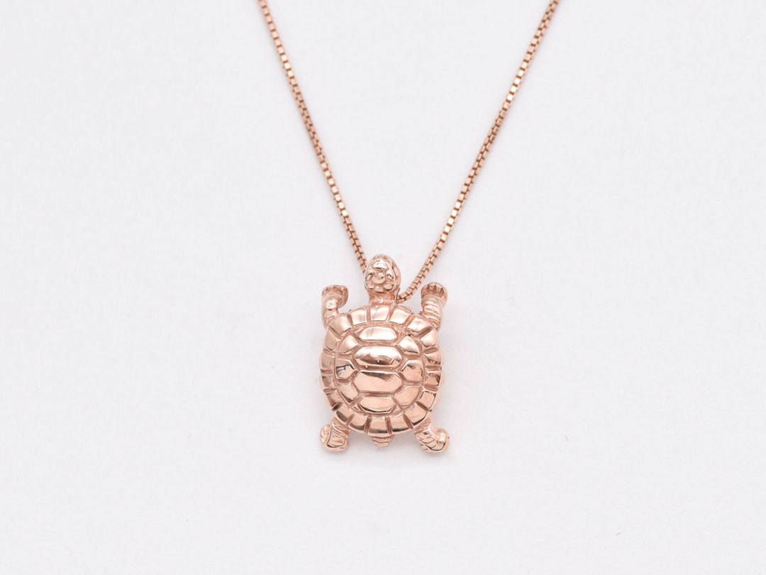 Pink Turtle Pendant, Rose Gold Necklace, Tortoise Pendant, Lucky Charm ...