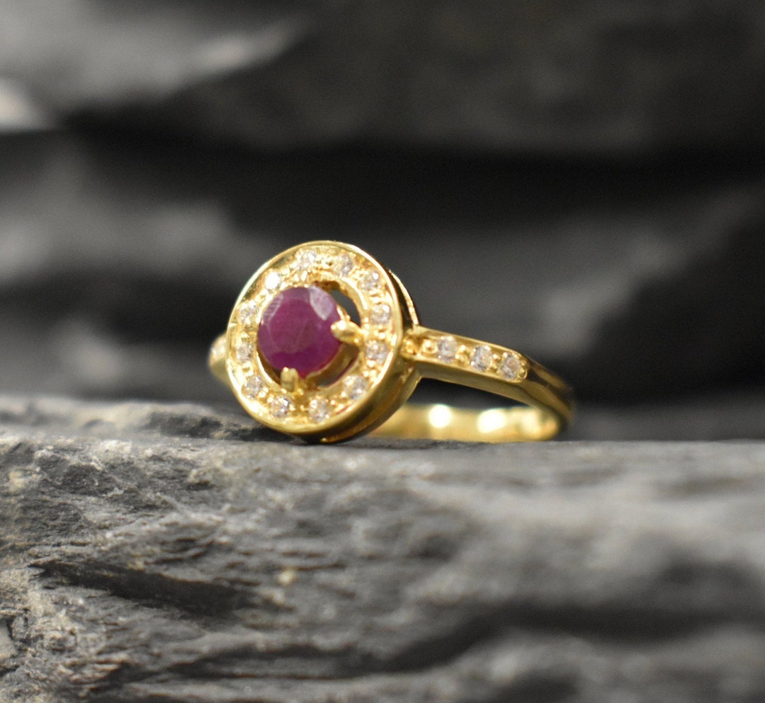 Gold Ruby Ring Natural Ruby Ring Dainty Ring July - Etsy