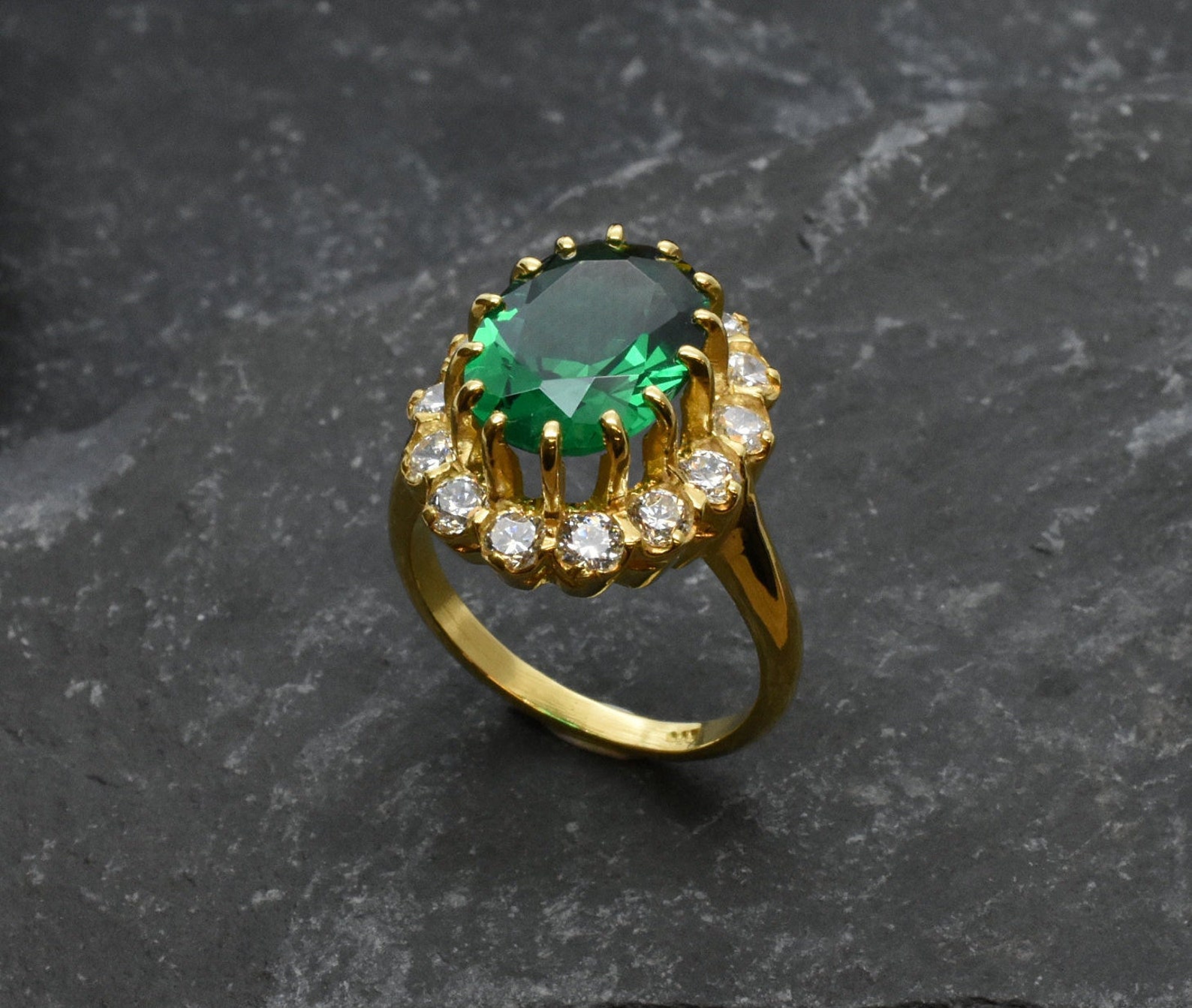 Gold Emerald Ring Princess Diana Ring Created Emerald - Etsy