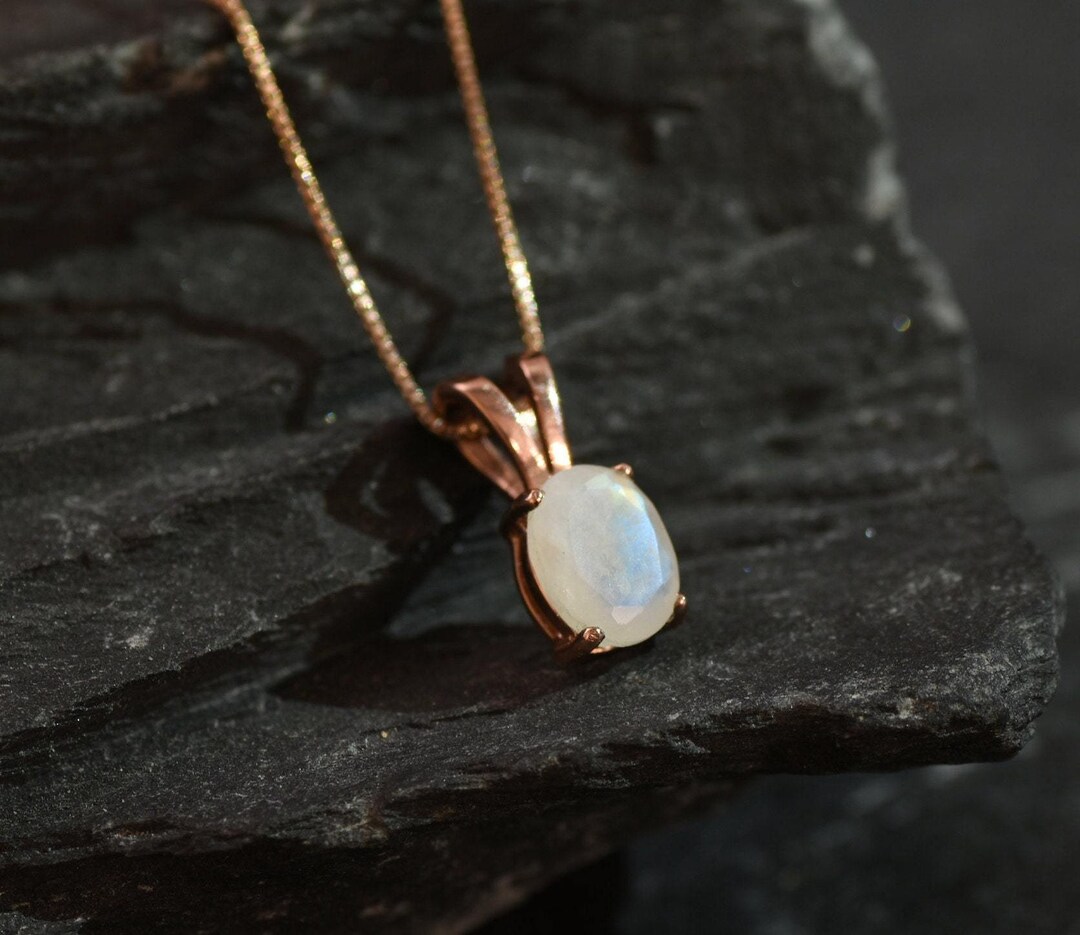 Rainbow Moonstone Gold Necklace, Natural Moonstone, June Birthstone ...