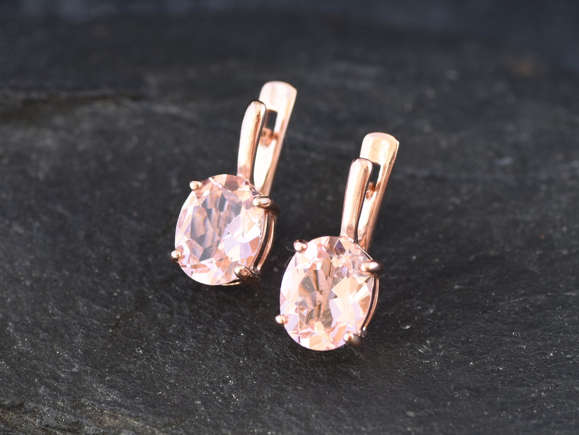 Gold Morganit Ohrringe Zierliche Rosa Ohrringe Created - Etsy.de