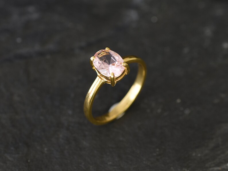 Gold Morganite Ring Created Morganite Solitaire Ring | Etsy