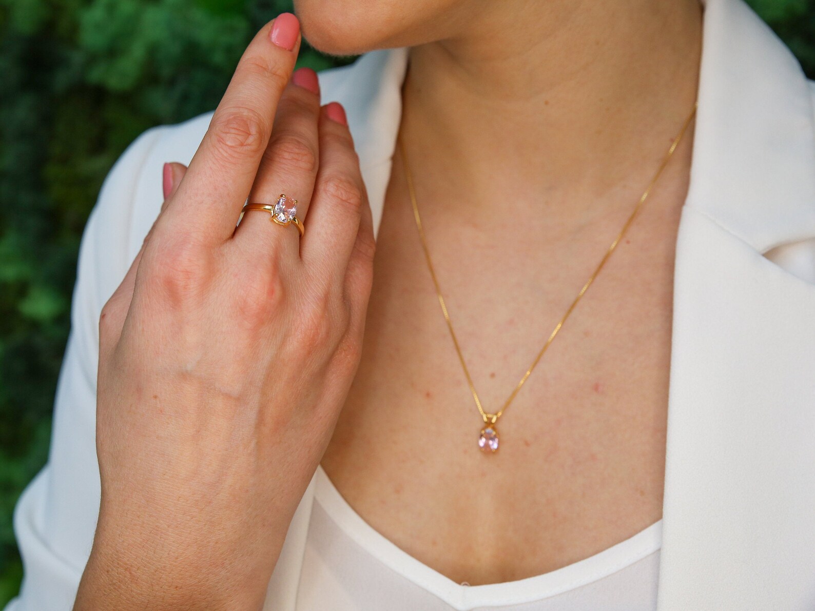 Gold Morganite Ring Created Morganite Solitaire Ring - Etsy