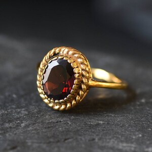 Gold Garnet Ring, Natural Garnet, January Birthstone, January Ring ...