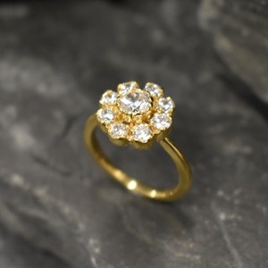 Gold Flower Ring Diamond Ring Created CZ Diamond Gold | Etsy
