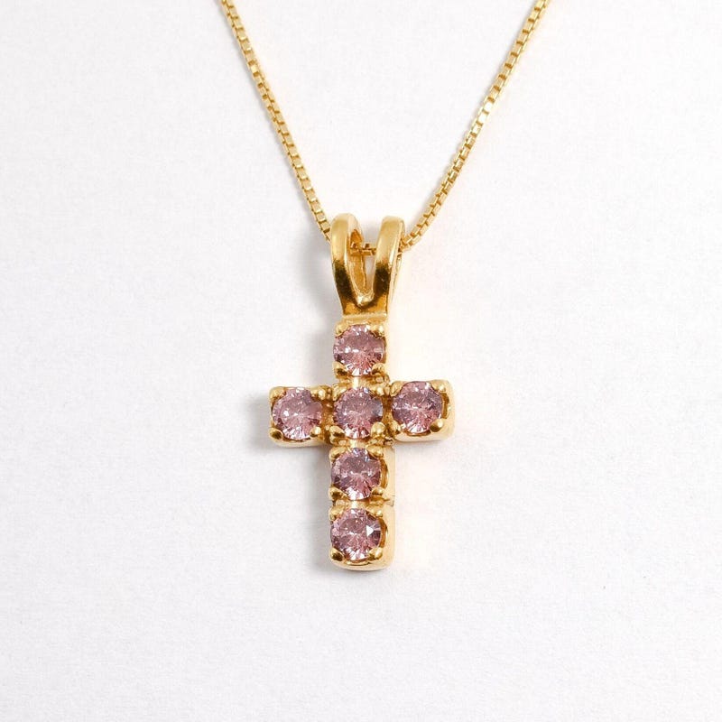 Rose Gold Morganite Cross - Etsy UK