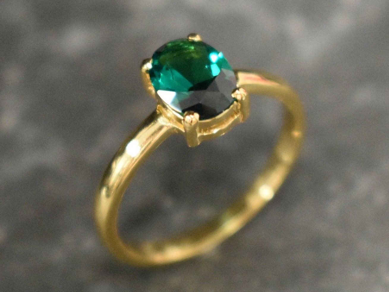 Gold Emerald Ring Emerald Ring Created Emerald Green - Etsy UK