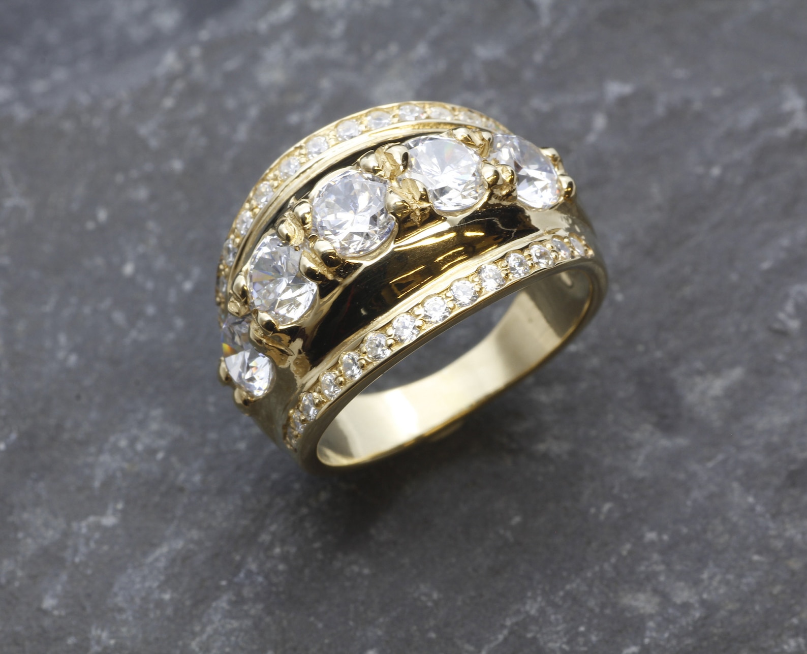 Thick Gold Band Diamond Band Wide Gold Ring Created - Etsy