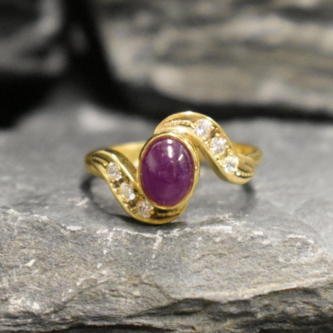 Gold Ruby Ring, Natural Ruby, Red Vintage Ring, Antique Ring, Gold ...