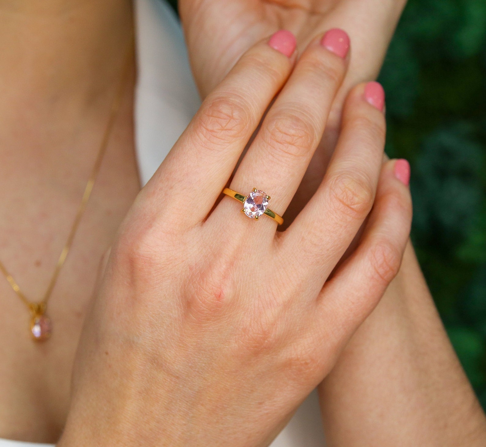 Gold Morganite Ring Created Morganite Solitaire Ring | Etsy