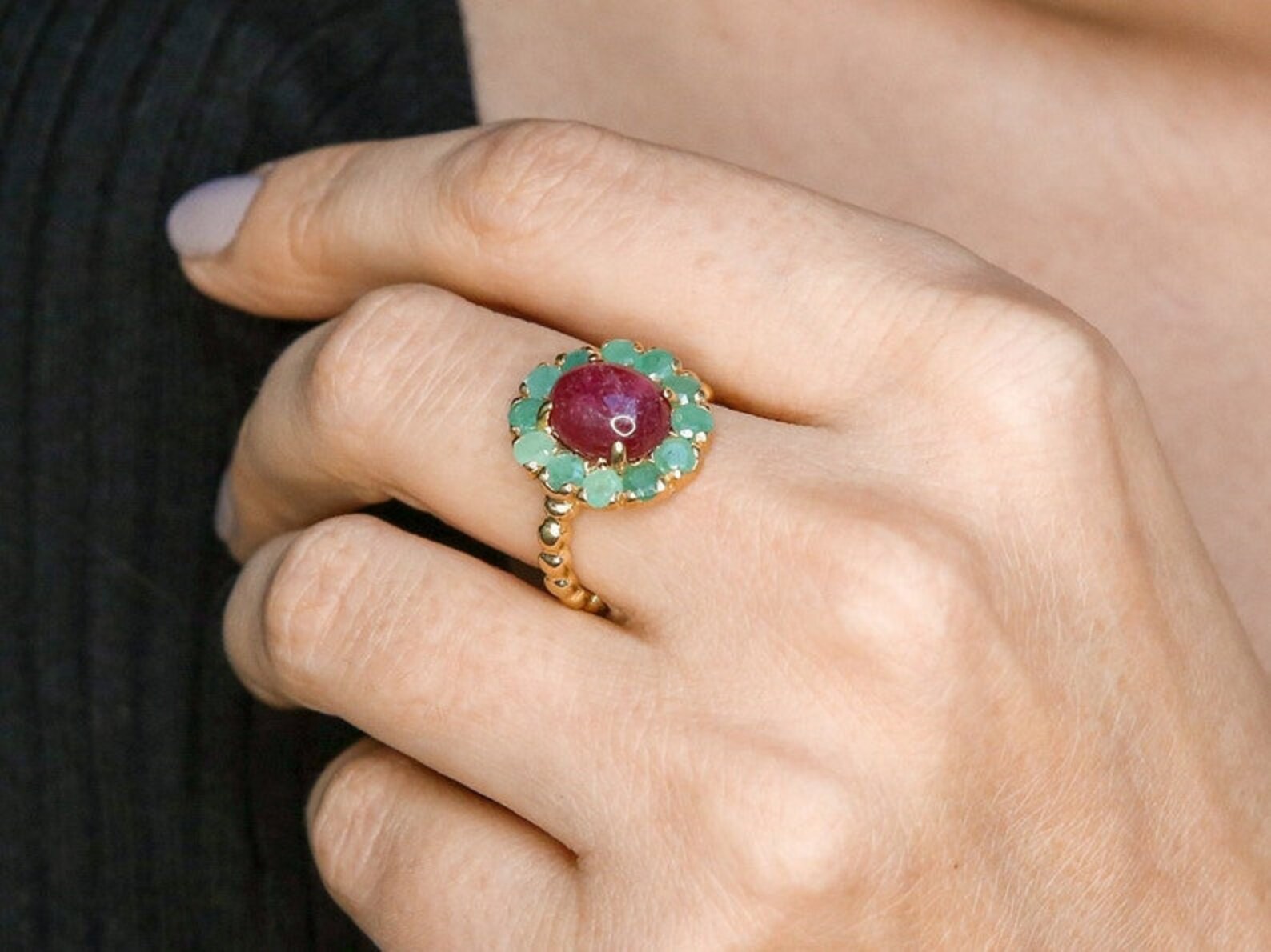 Gold Ruby Ring Natural Ruby Natural Emerald Victorian Ring - Etsy