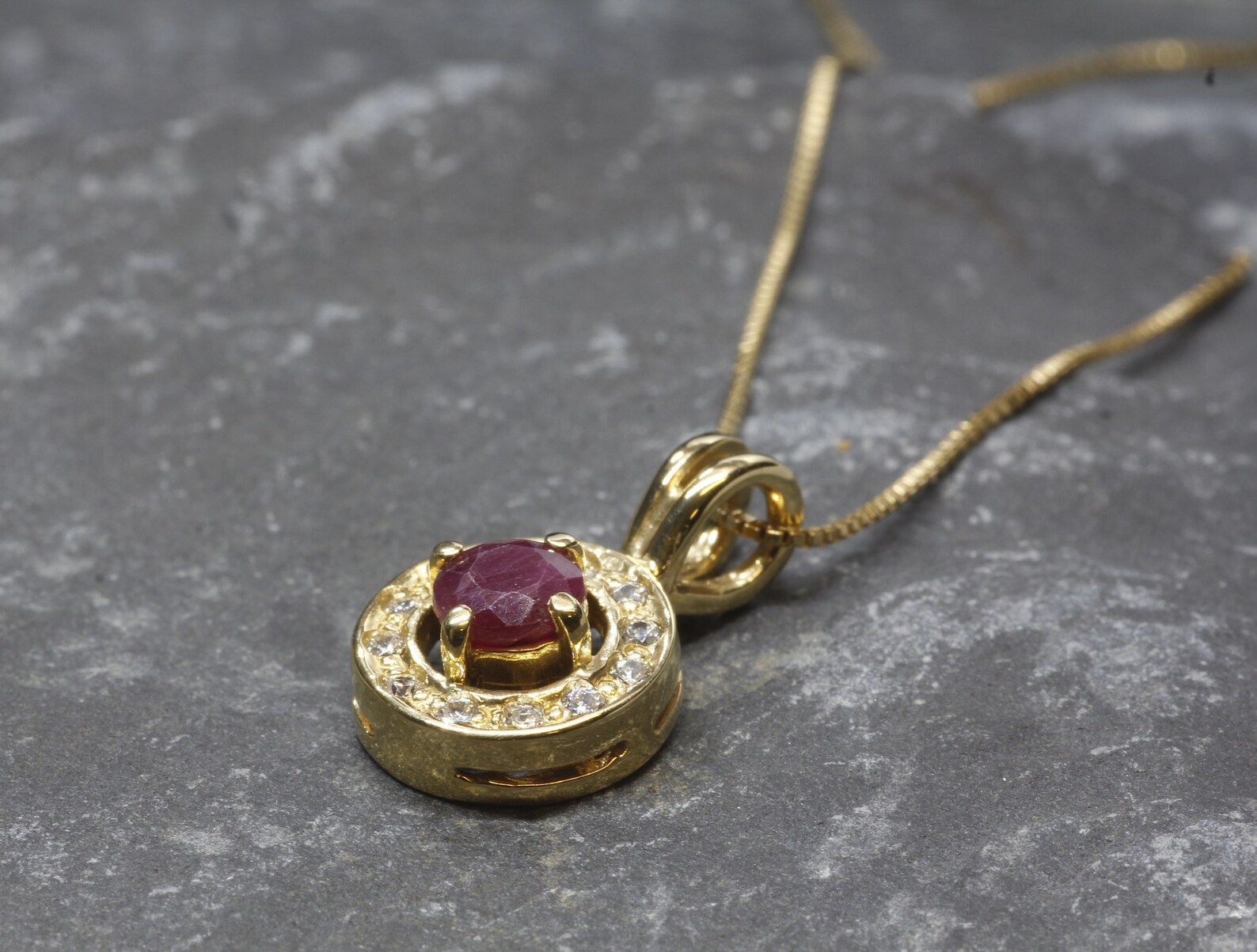 Gold Ruby Pendant Natural Ruby Round Dainty Pendant July - Etsy