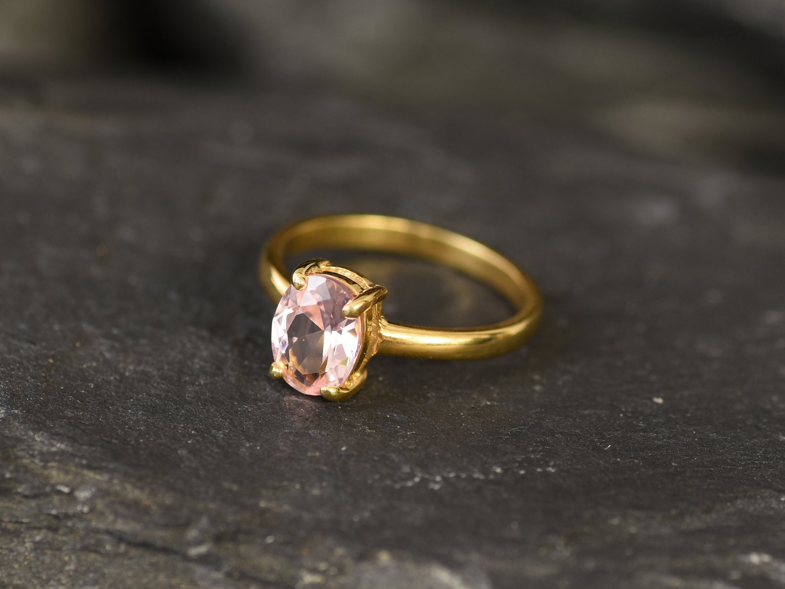 Gold Morganite Ring Created Morganite Solitaire Ring | Etsy