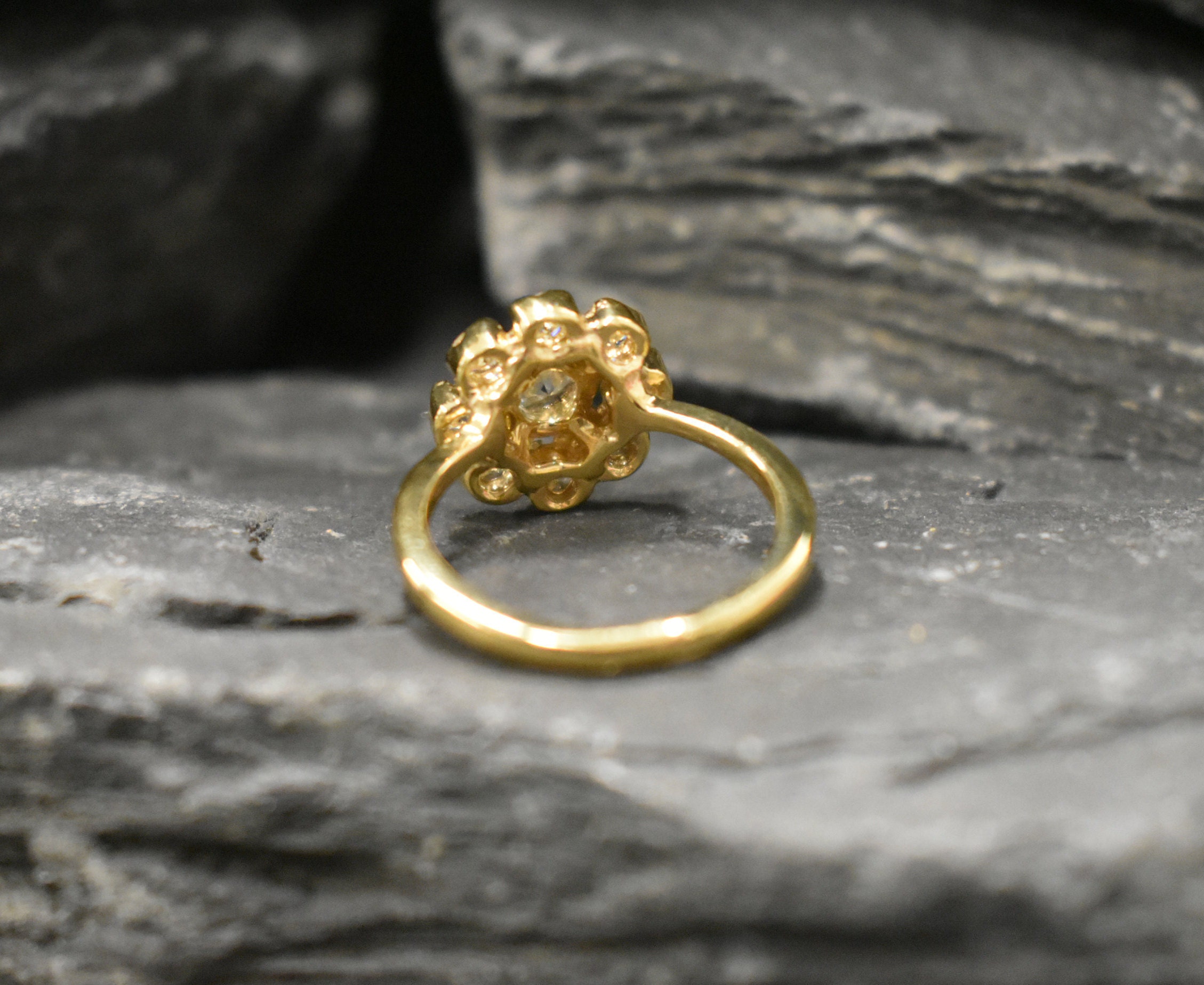 Gold Flower Ring Diamond Ring Created CZ Diamond Gold | Etsy