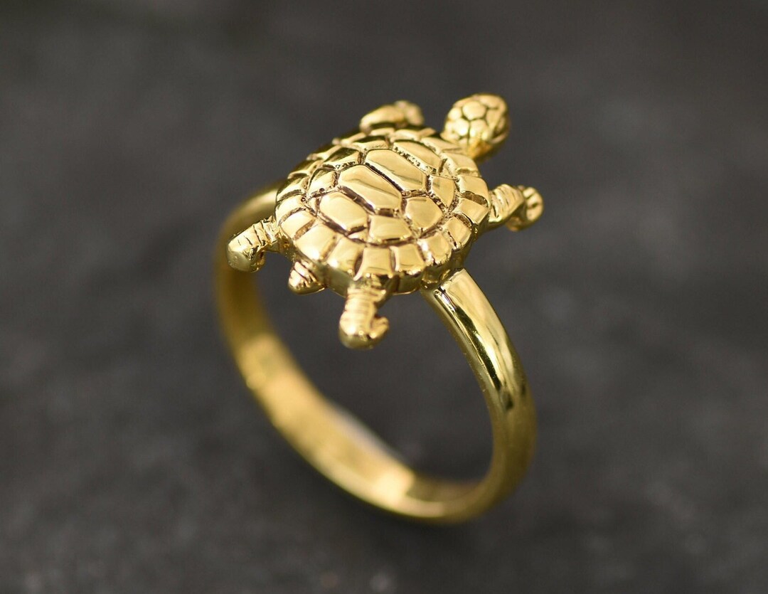 Gold Turtle Ring Cute Animal Ring Original Gold Ring - Etsy