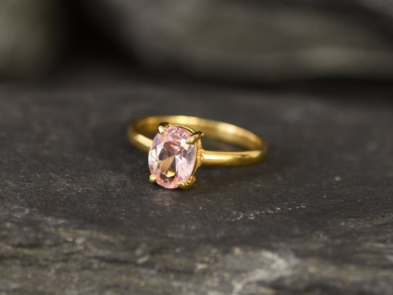 Gold Morganite Ring Created Morganite Solitaire Ring | Etsy
