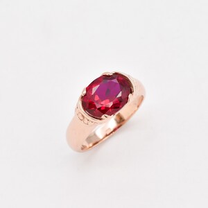 Gold Ruby Ring, Created Ruby, Rose Gold Ring, Red Tribal Ring, Vintage Boho Ring, Red Diamond ...