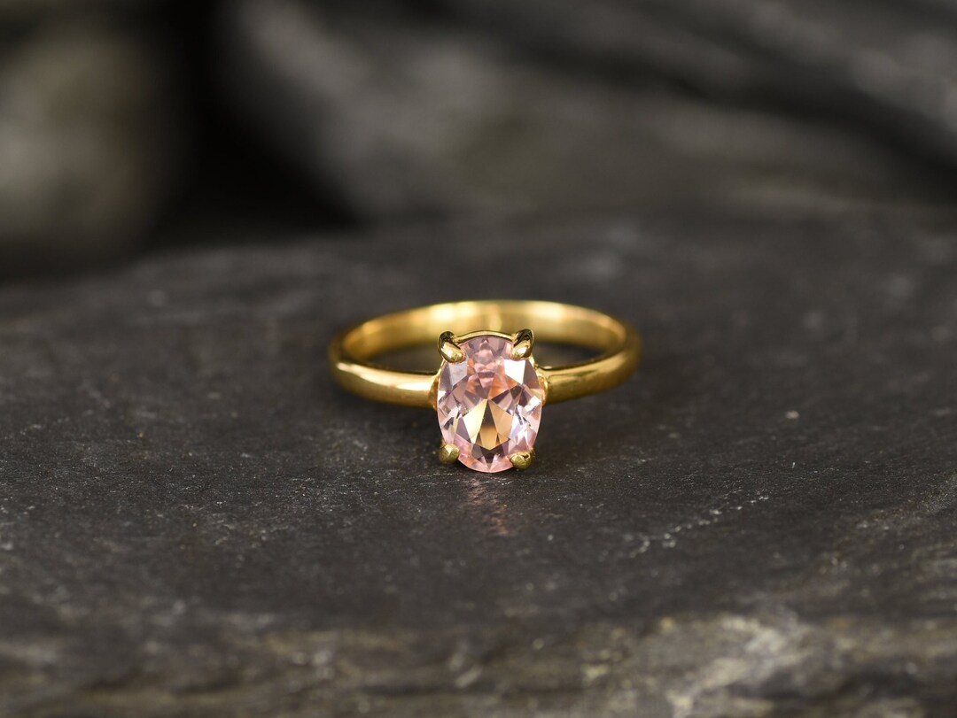 Gold Morganite Ring Created Morganite Solitaire Ring - Etsy