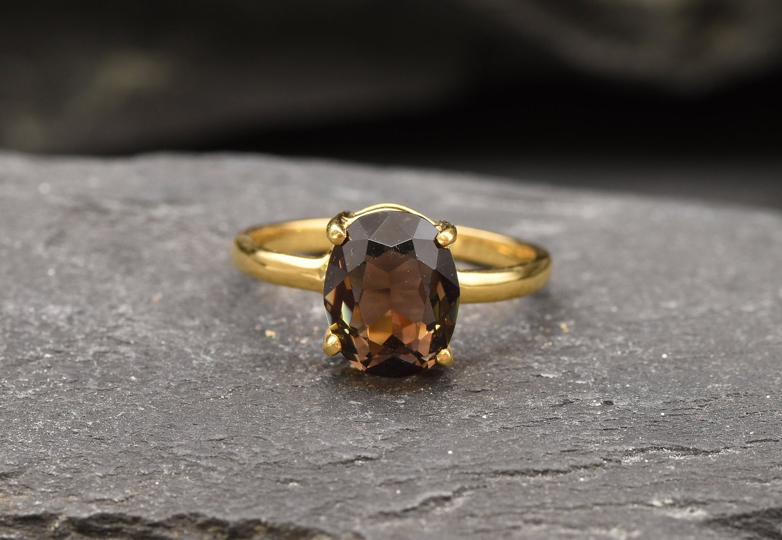 Smoky Topaz Ring Natural Smoky Topaz Gold Oval Ring Gold - Etsy
