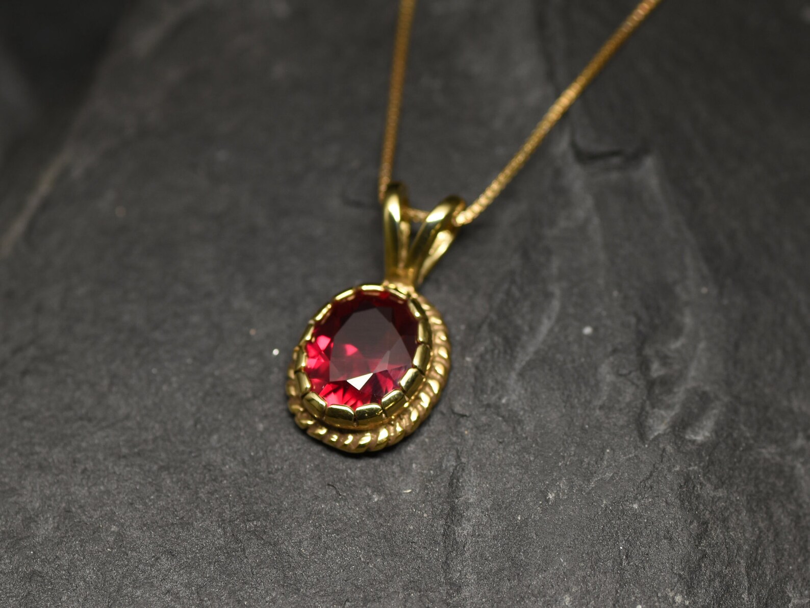Gold Ruby Pendant Created Ruby Gold Vintage Pendant - Etsy