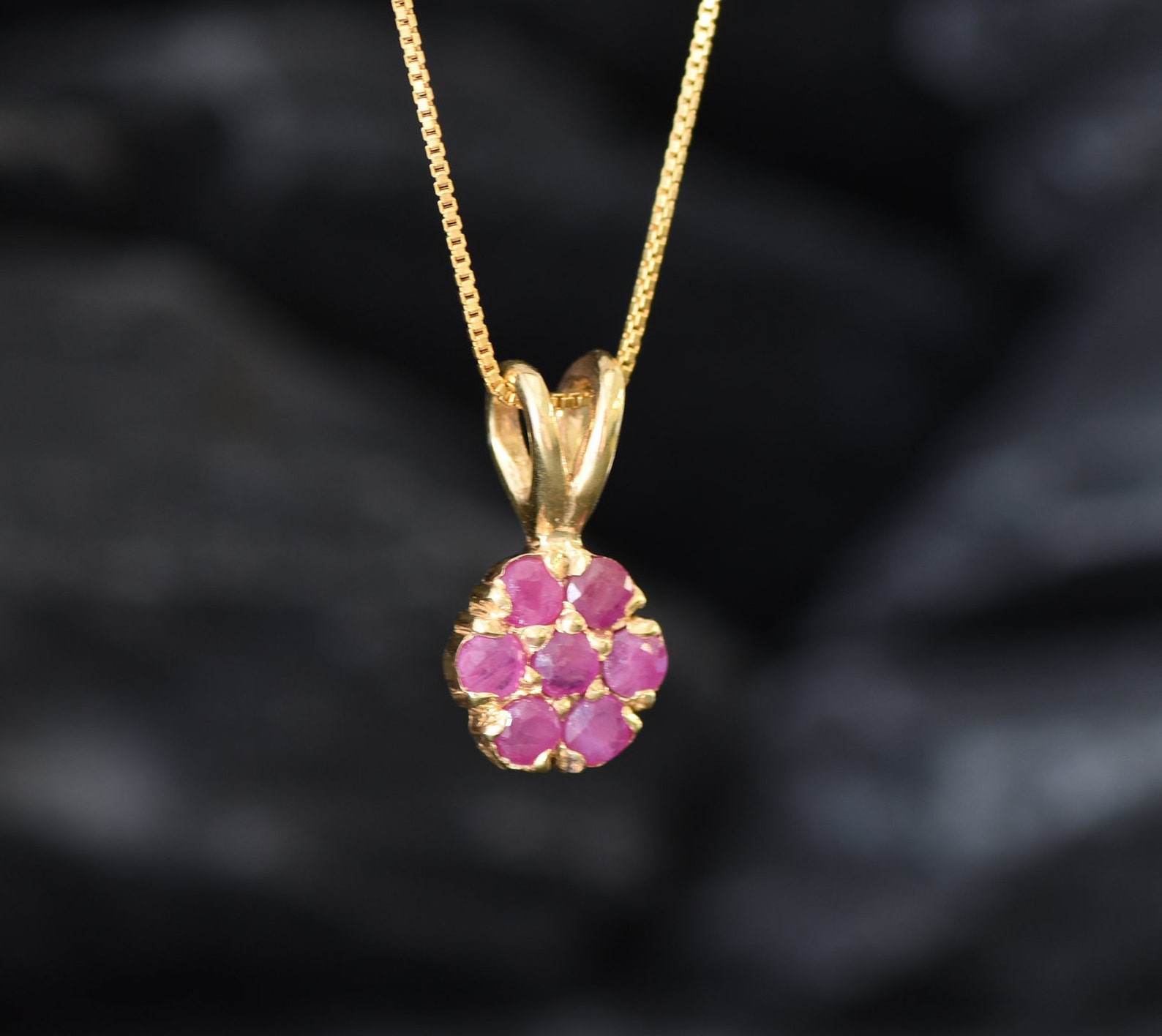 Gold Ruby Pendant Natural Ruby Red Flower Pendant Daisy - Etsy