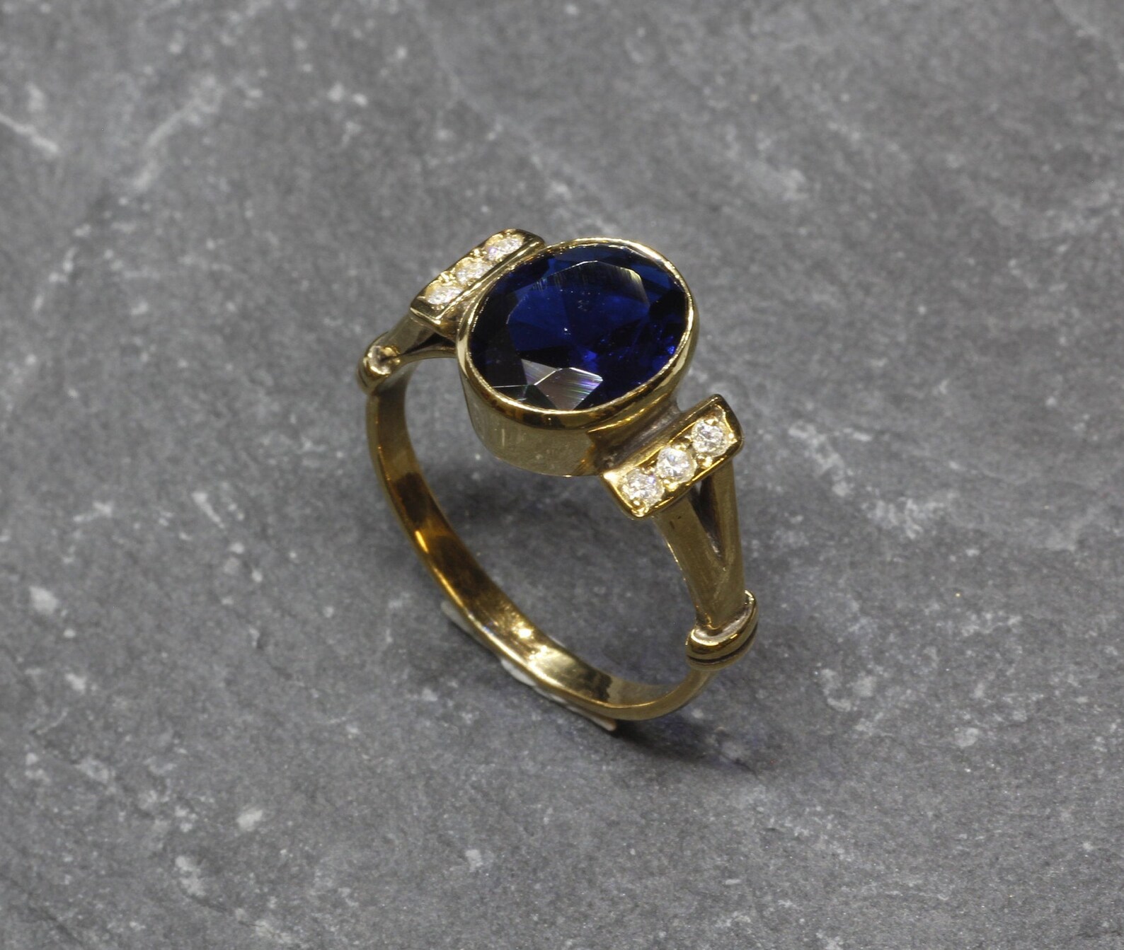 Blue Sapphire Ring Created Sapphire Gold Ring Antique Ring | Etsy