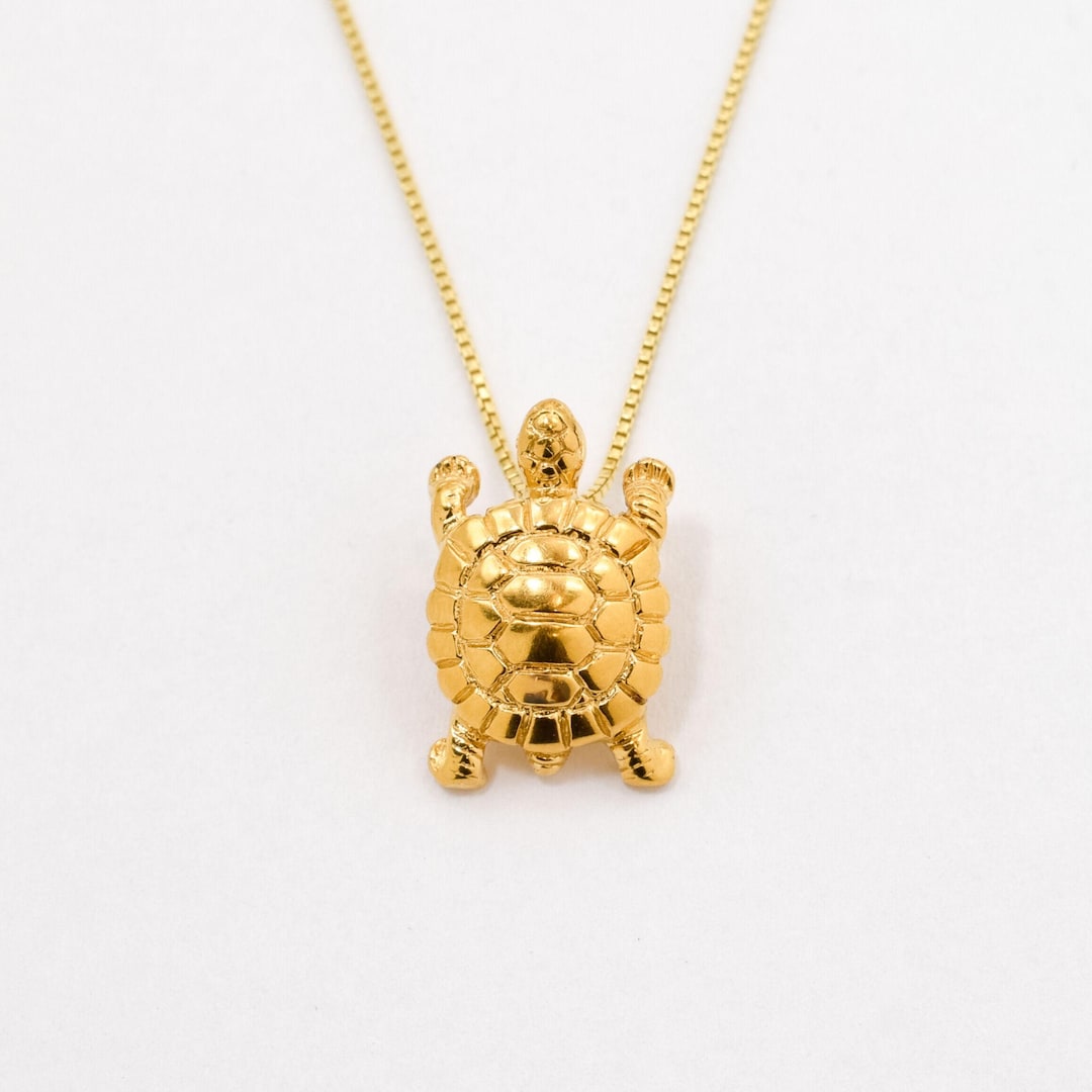 Gold Turtle Pendant, Tortoise Pendant, Gold Plated Pendant, Dainty ...